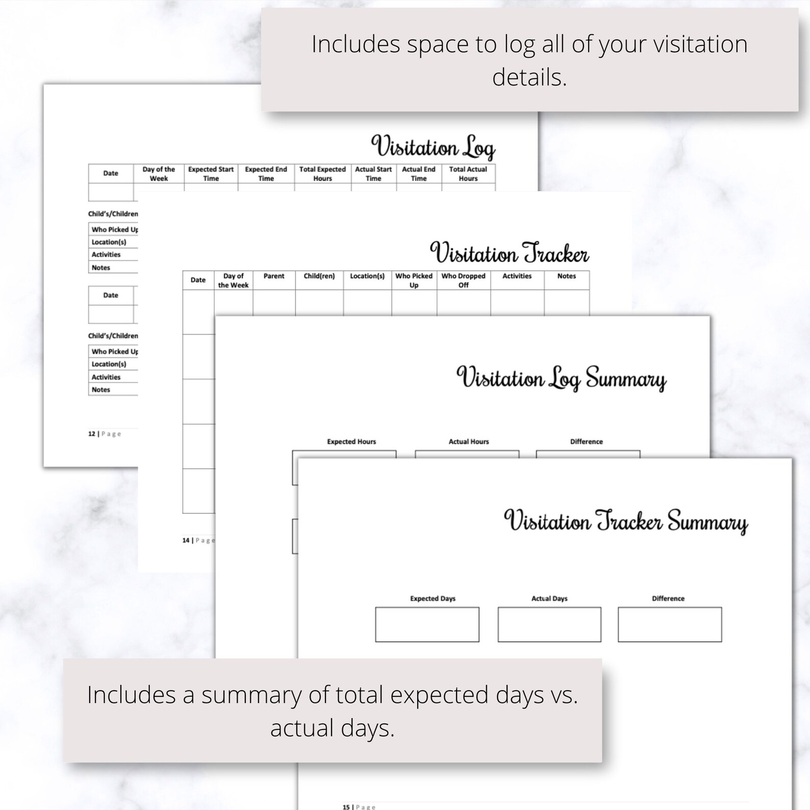 Co-parenting Planner Editable & Printable PDF, Child Custody Planner ...