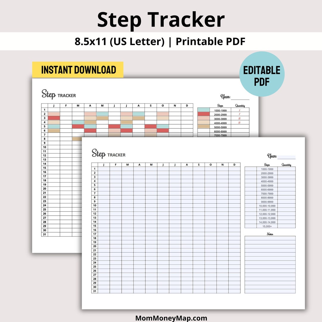 Step Tracker Printable PDF, Steps Counter Printable PDF, Count My Steps ...