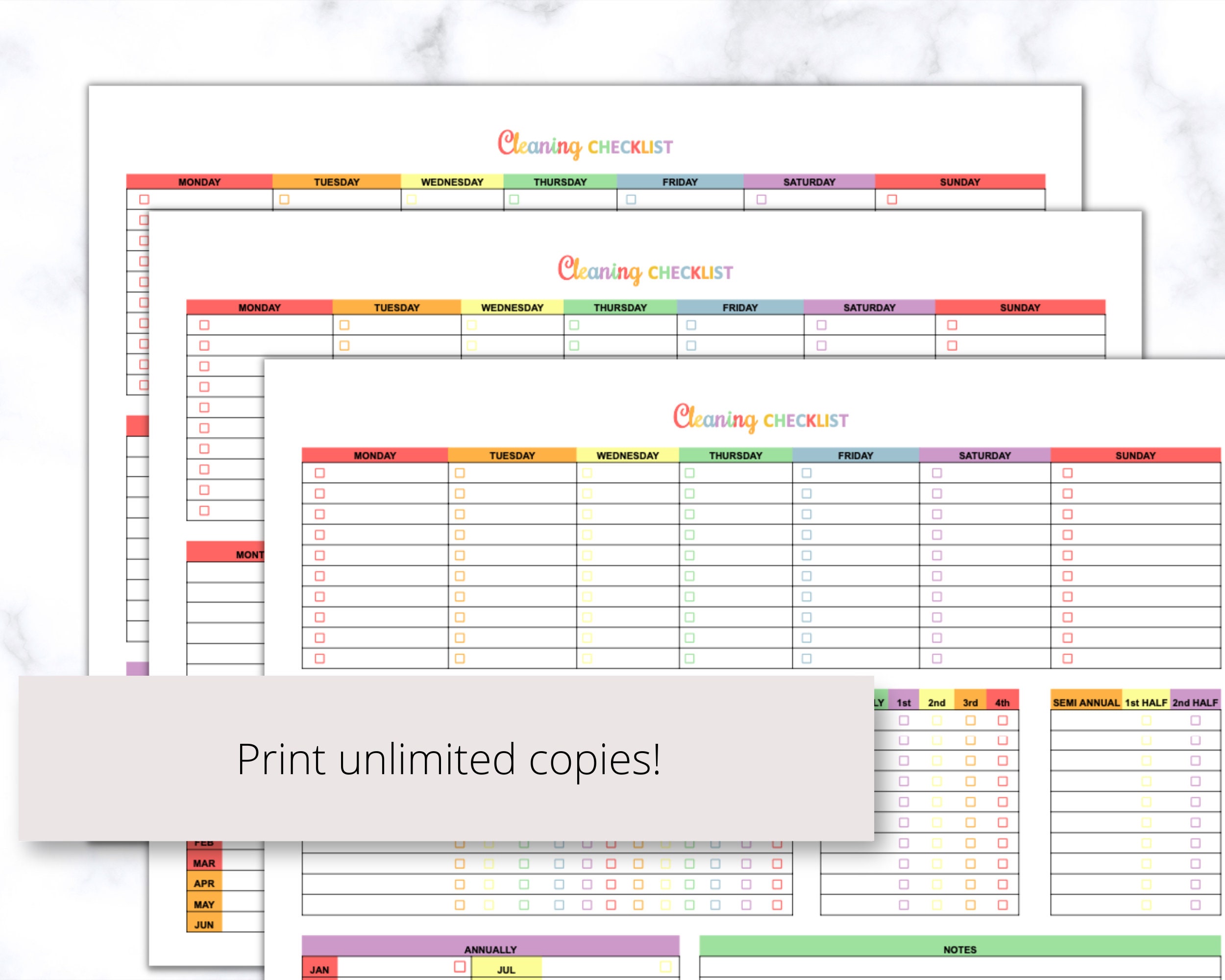 Multi-color Cleaning Checklist Printable PDF, Housekeeping Checklist ...
