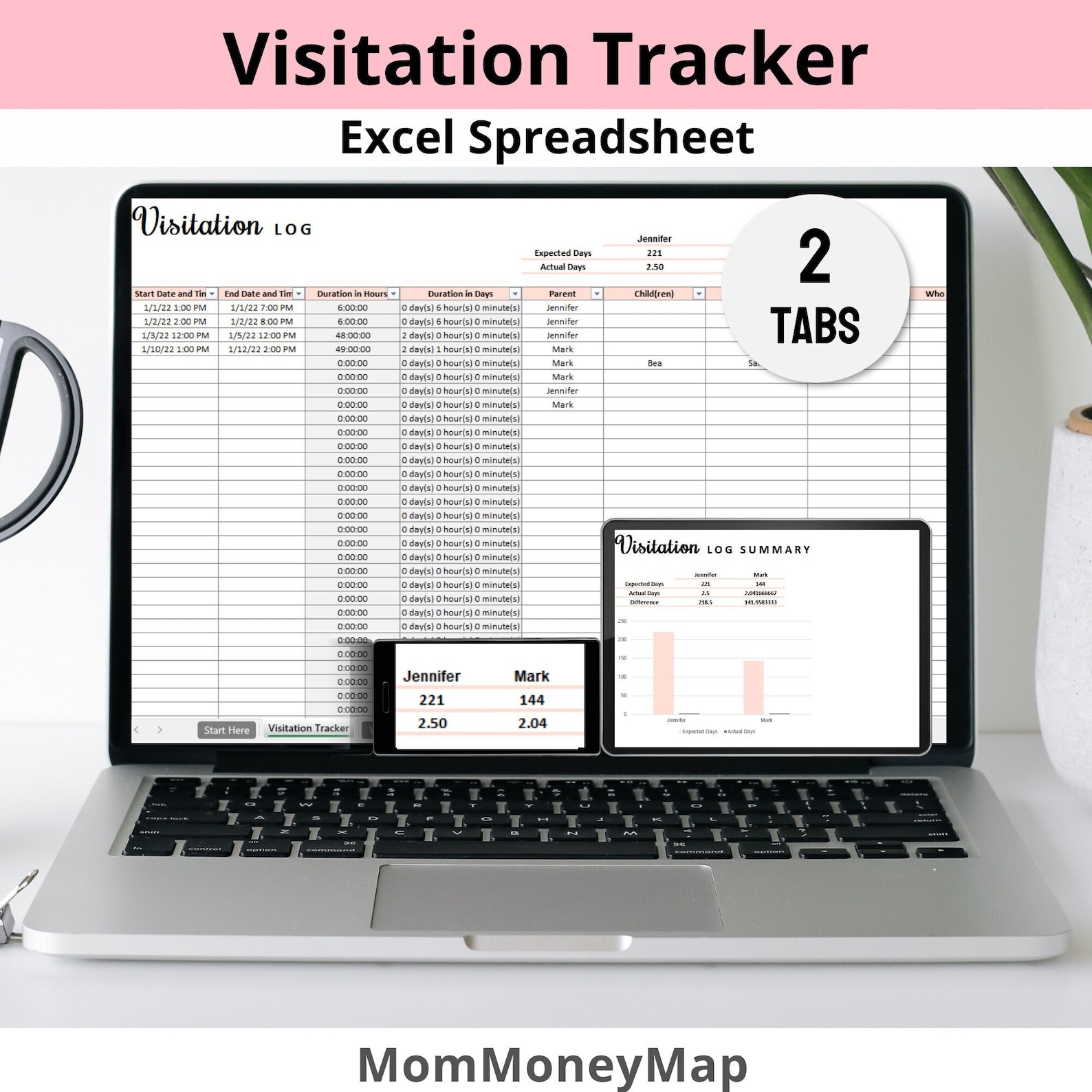 Child Custody Visitation Days Tracker Excel Spreadsheet, Child Custody ...