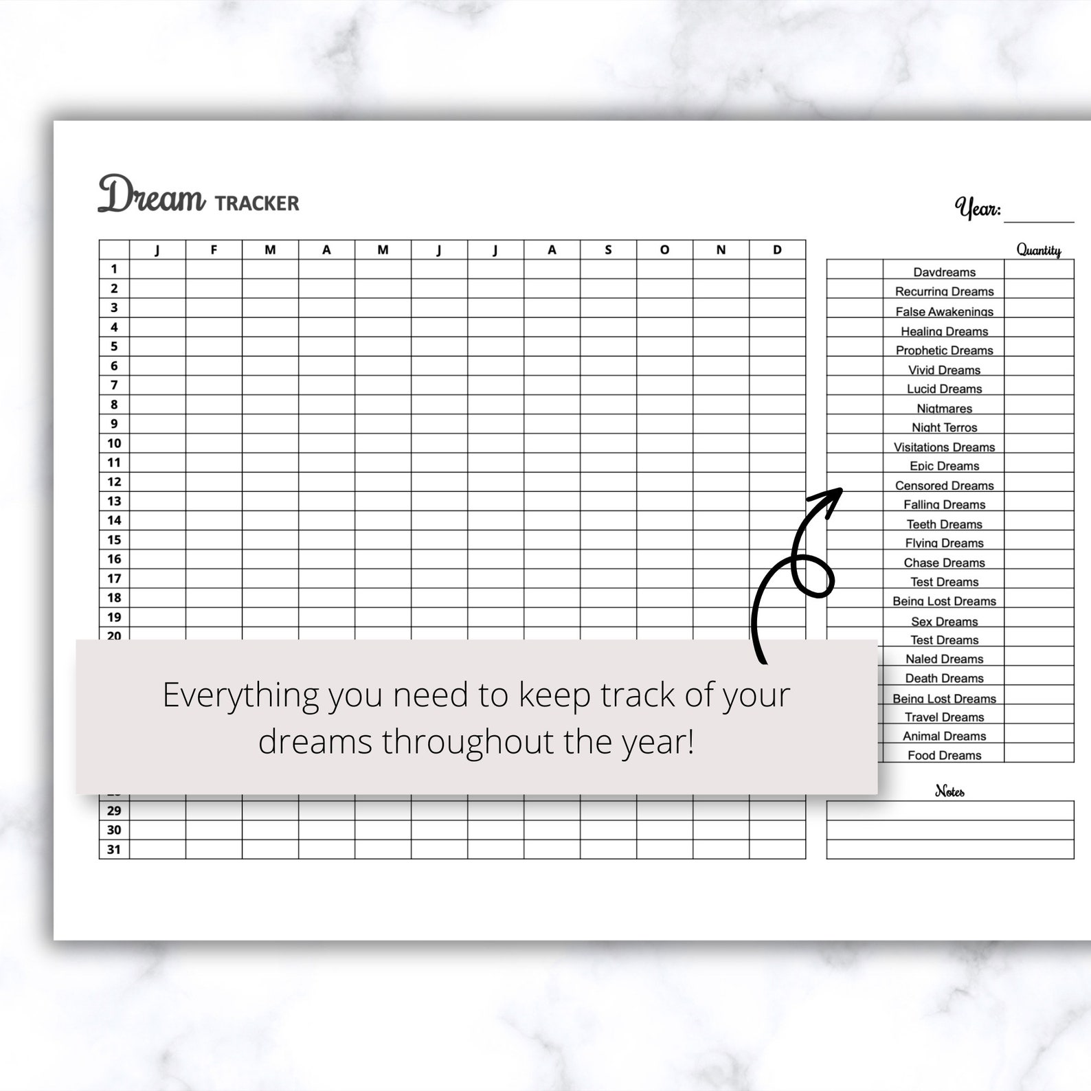 Dream Tracker Printable PDF, Sleep Dream Tracker, Dream Analysis ...