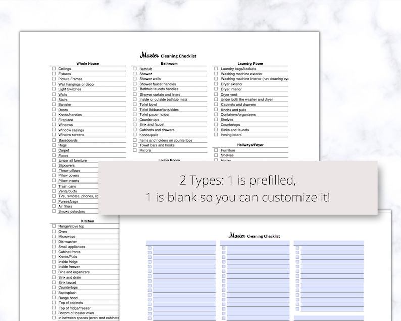 Master Cleaning List Printable PDF Cleaning Checklist for - Etsy