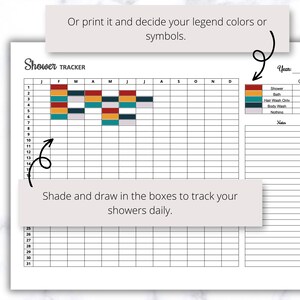 Shower Tracker Printable PDF, Bath Tracker, Shower Log Template, Hair ...