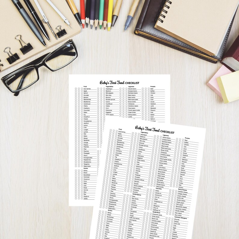 Baby's First Foods Checklist Printable PDF, Baby Food Tracker, Baby ...