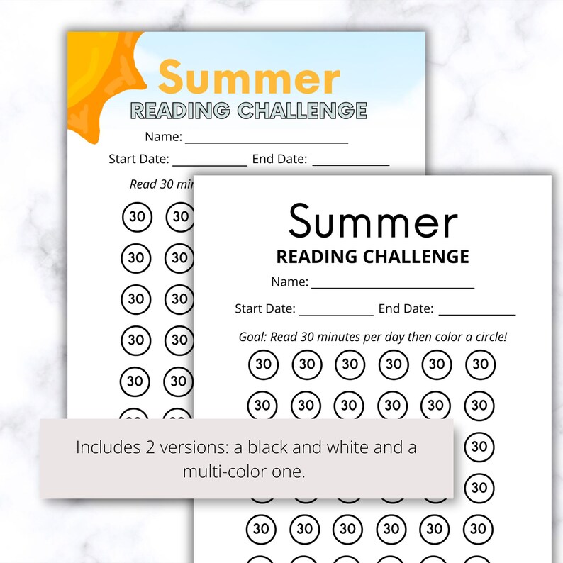 Summer Reading Challenge Printable PDF, Reading Daily Goals Printable ...