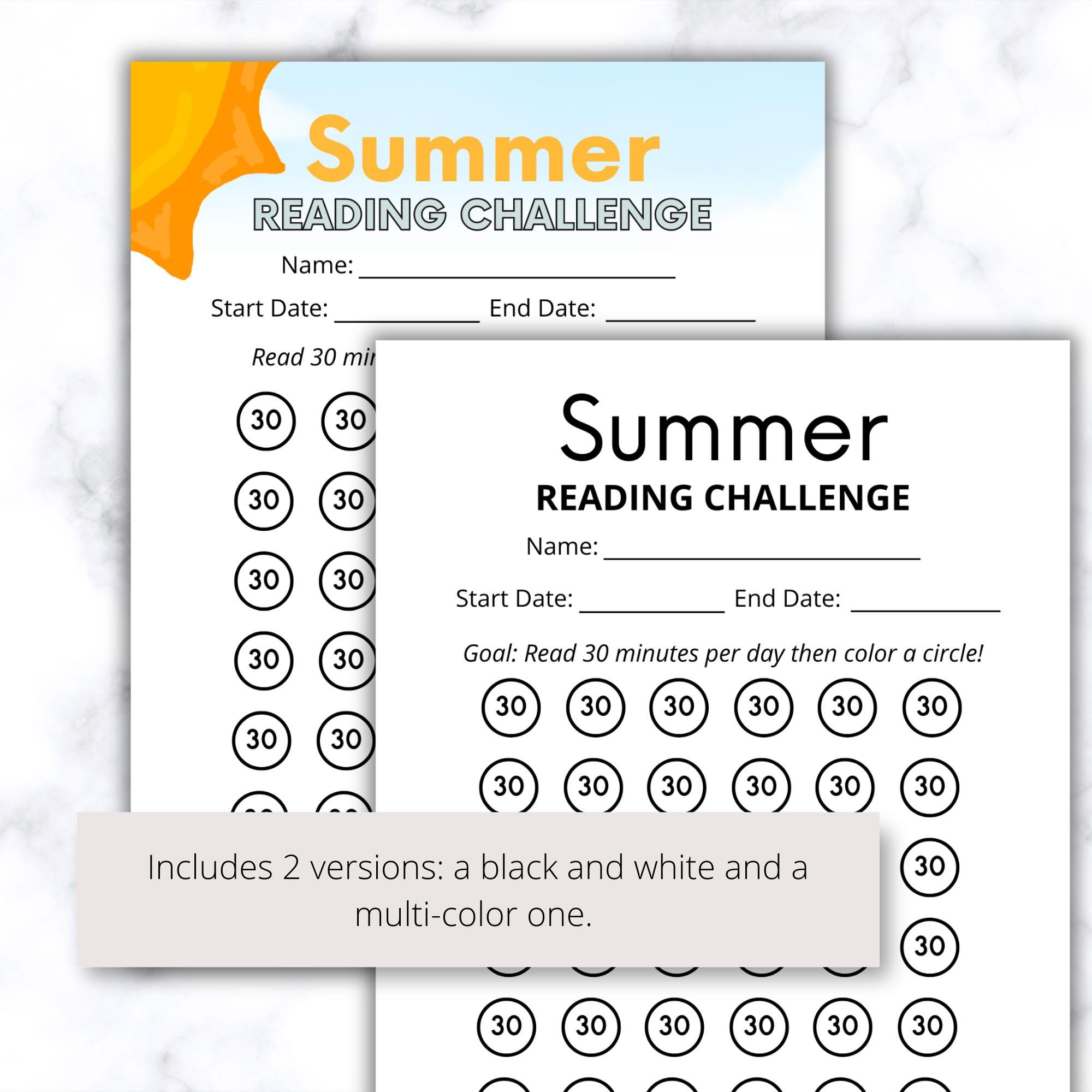 Summer Reading Challenge Printable PDF, Reading Daily Goals Printable ...