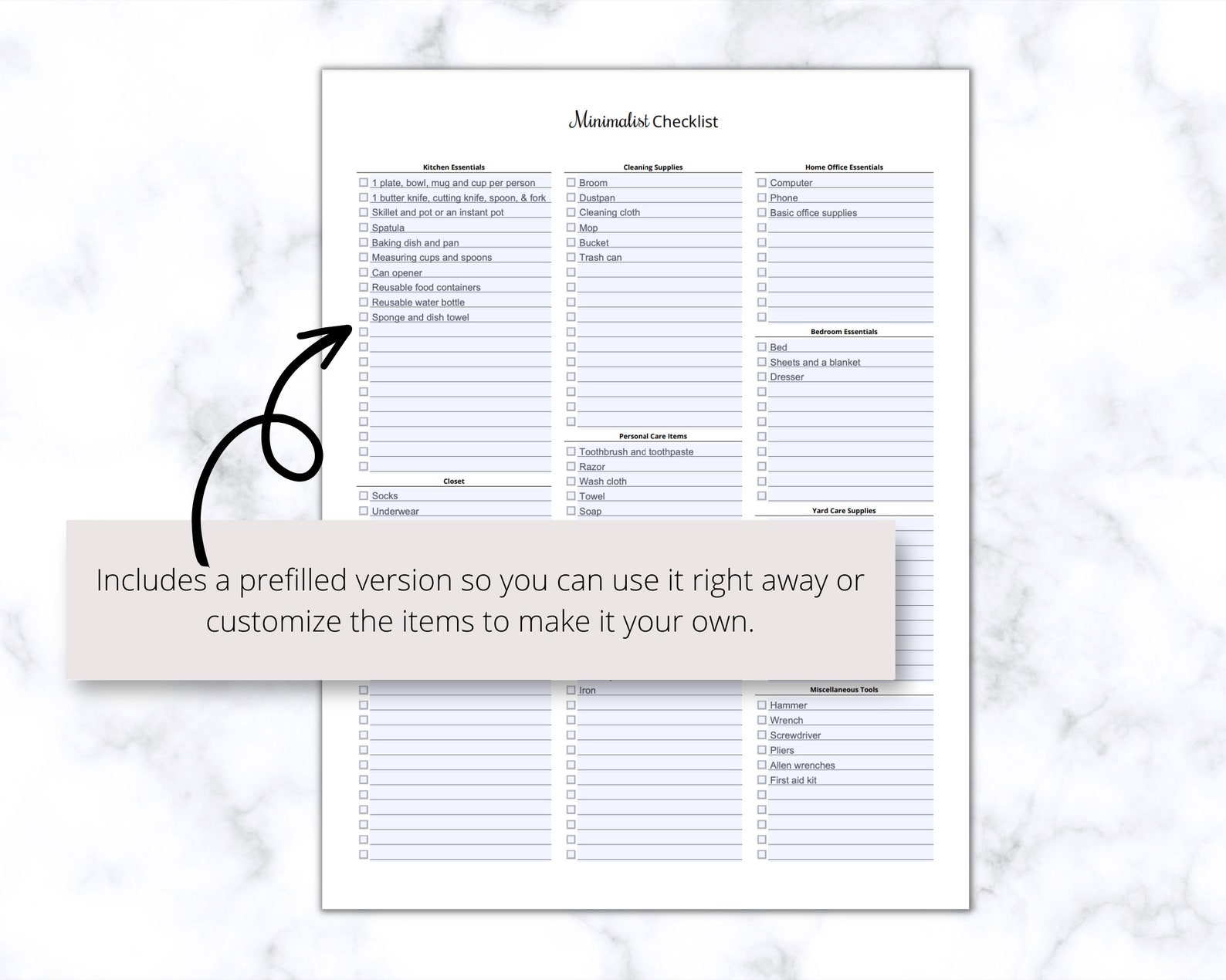 Minimalist Checklist Printable PDF, Minimalist Decluttering Checklist ...