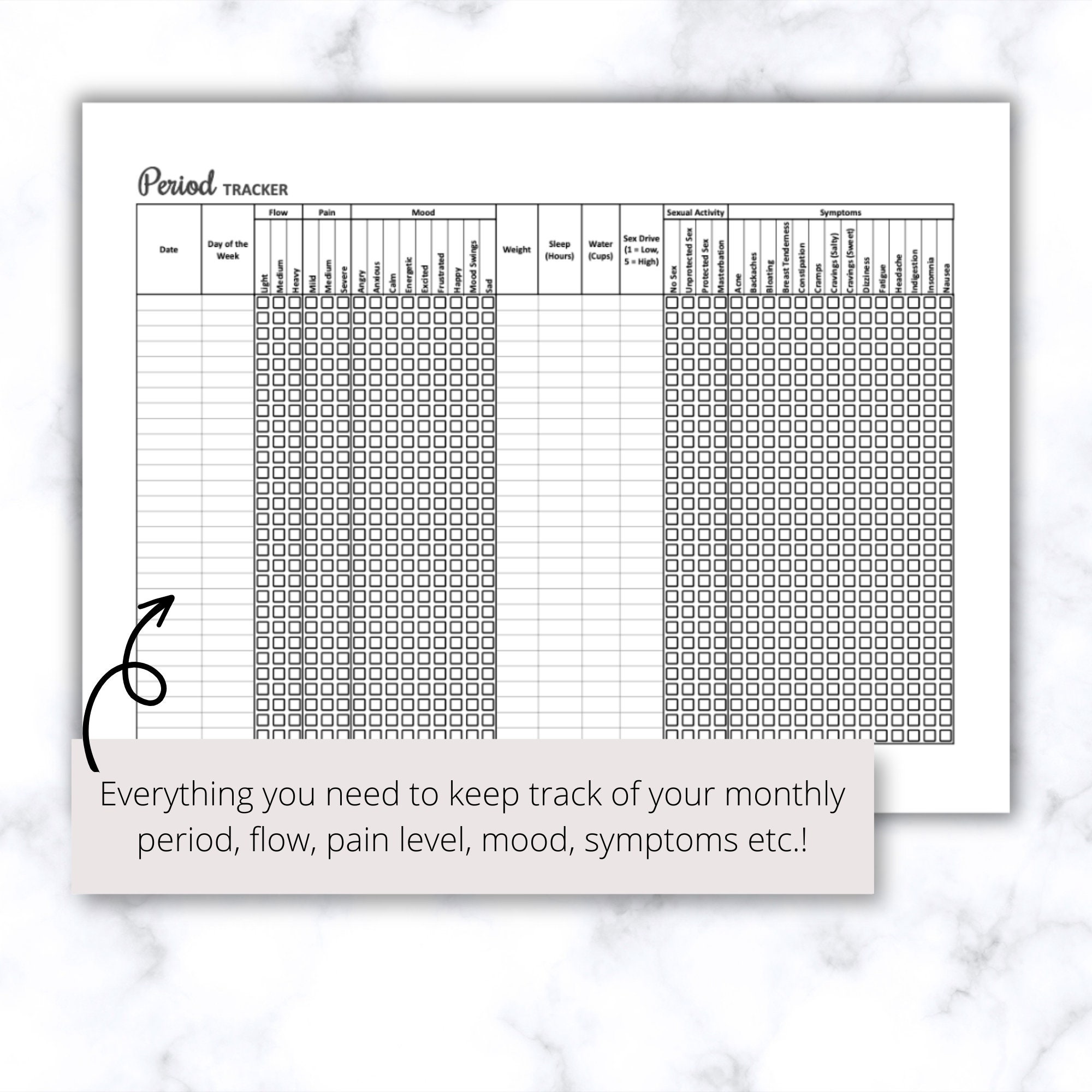 Period Tracker Printable PDF, Menstrual Period Tracker Printable, Track ...