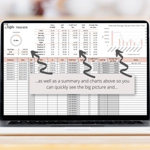 Tips Tracker Excel Spreadsheet, Tips Tracking for Business, Daily Tips ...