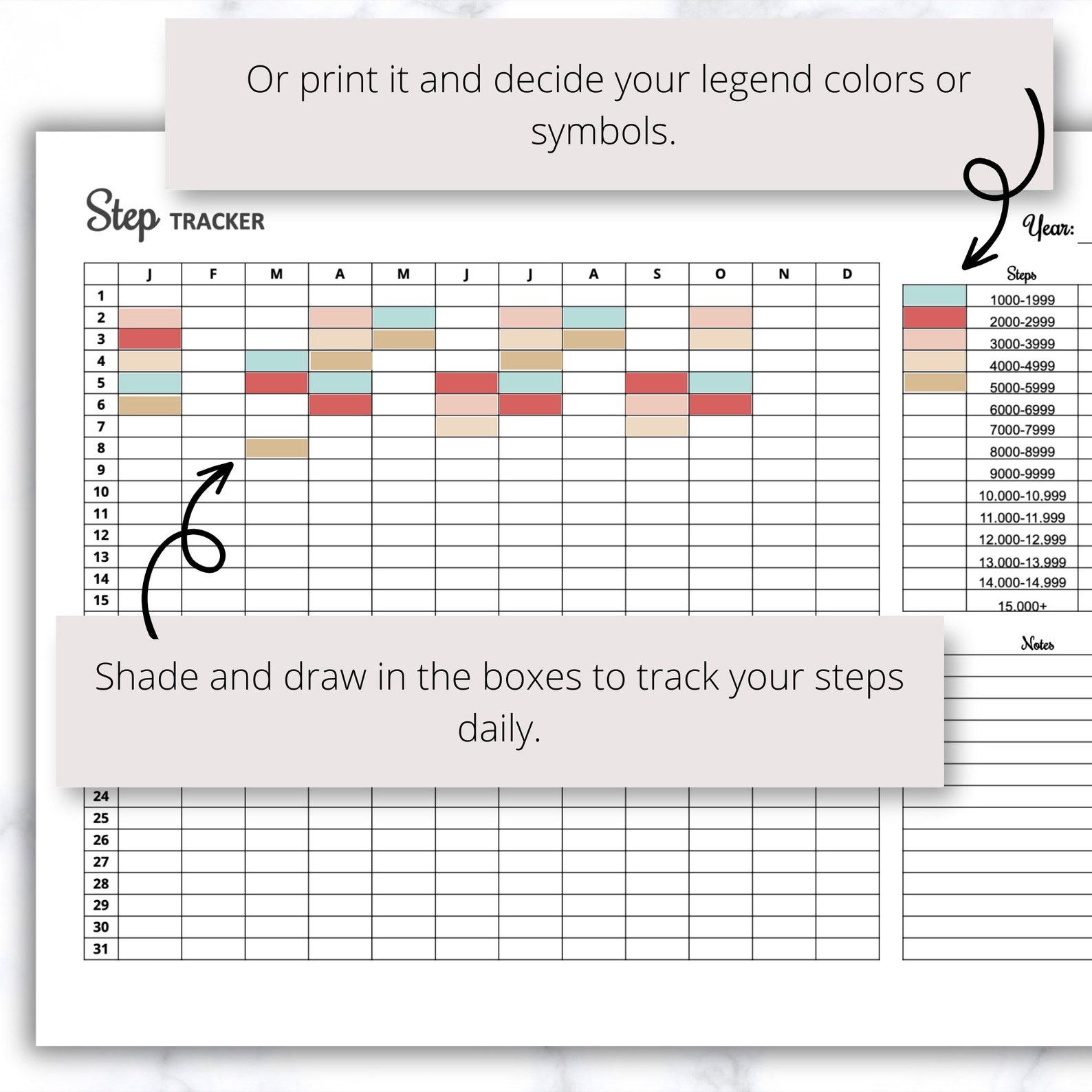 Step Tracker Printable PDF, Steps Counter Printable PDF, Count My Steps ...