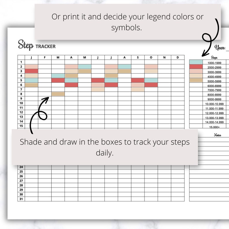 Step Tracker Printable PDF, Steps Counter Printable PDF, Count My Steps ...