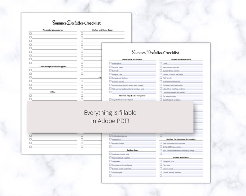 Summer Declutter Checklist Printable PDF, Summer Decluttering Guide ...