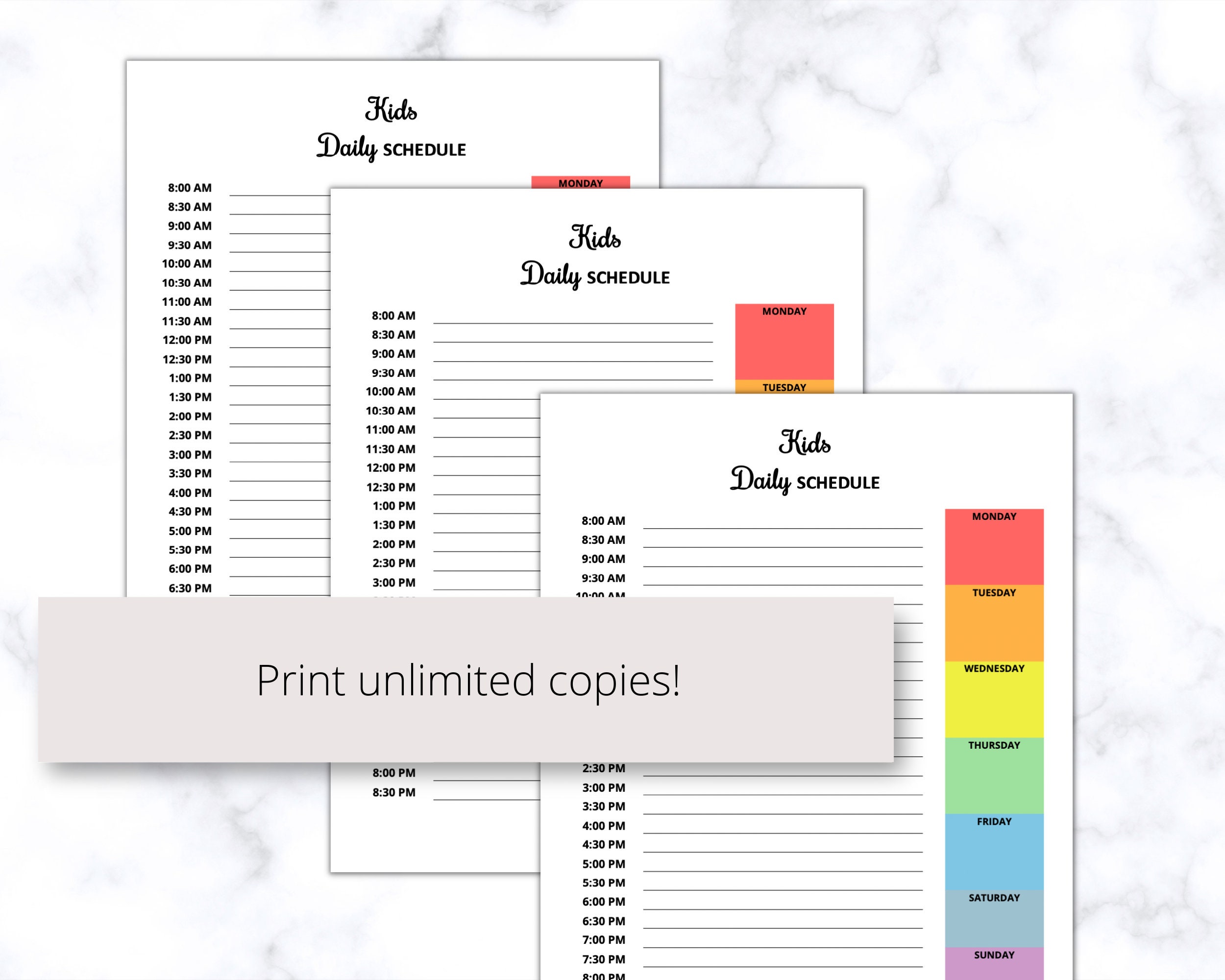 Kids Daily Schedule Printable PDF, Children's Daily Schedule, Daily ...