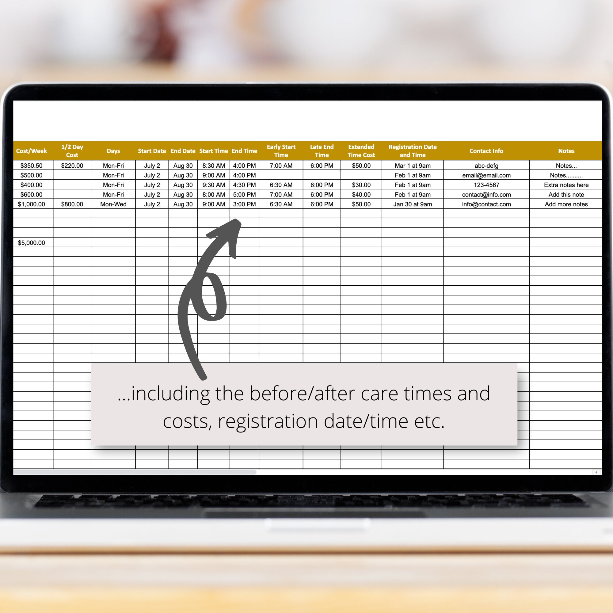 Summer Camp Planner Google Sheets Spreadsheet (14 Weeks), Summer Camp ...
