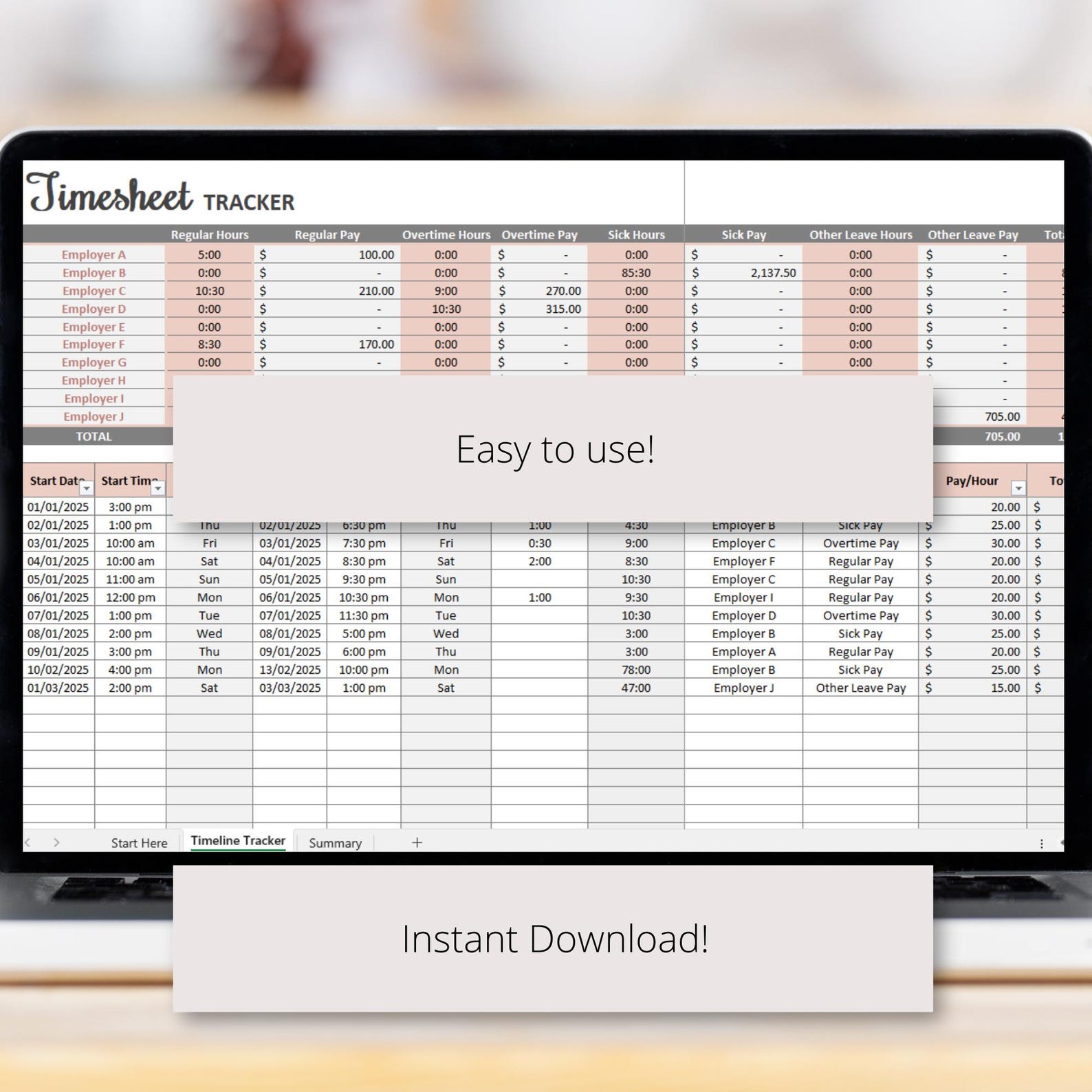 Timesheet Tracker Excel Spreadsheet, Excel Templates for Time Tracking ...