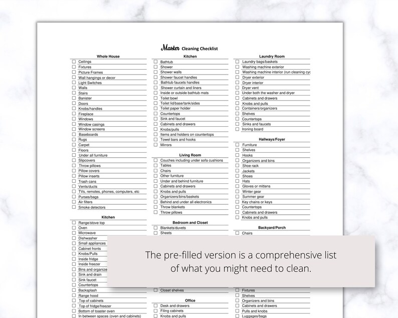 Master Cleaning List Printable PDF Cleaning Checklist for - Etsy