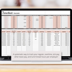 Timesheet Tracker Excel Spreadsheet With Monthly and Annual Summaries ...