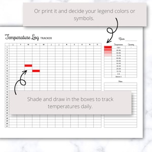 Temperature Log Printable PDF, Temperature Tracker Printable, Editable ...