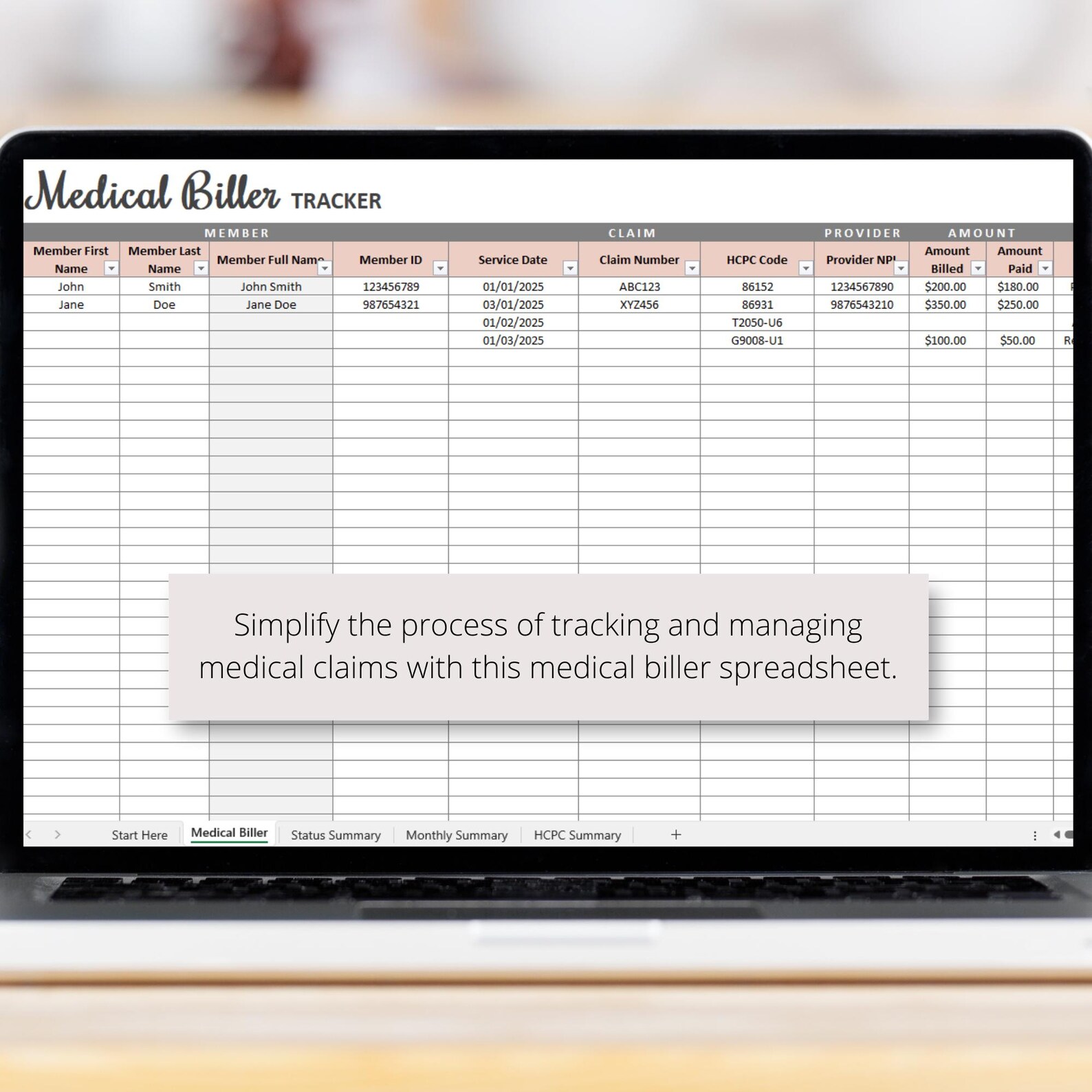 Medical Biller Tracker Excel Spreadsheet, Medical Expense Records ...