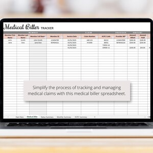 Medical Biller Tracker Excel Spreadsheet, Medical Expense Records Billing & Coding Planner for ...