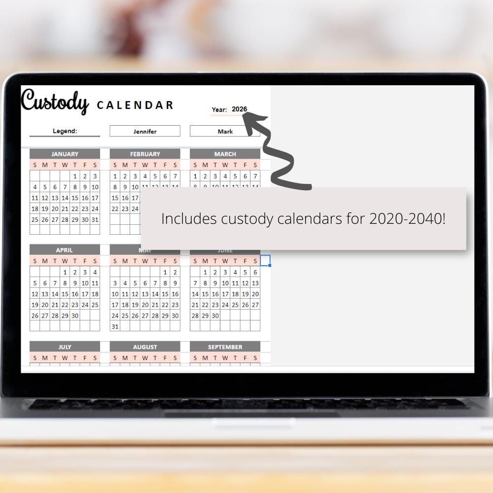 Co-parenting Calendar Excel Spreadsheet, Co Parenting Calendar, Child ...