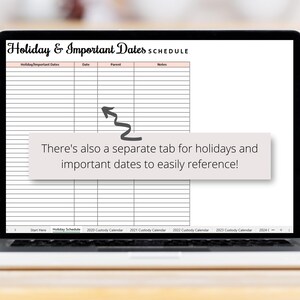 Co-parenting Calendar Excel Spreadsheet, Child Calendar, Custody ...