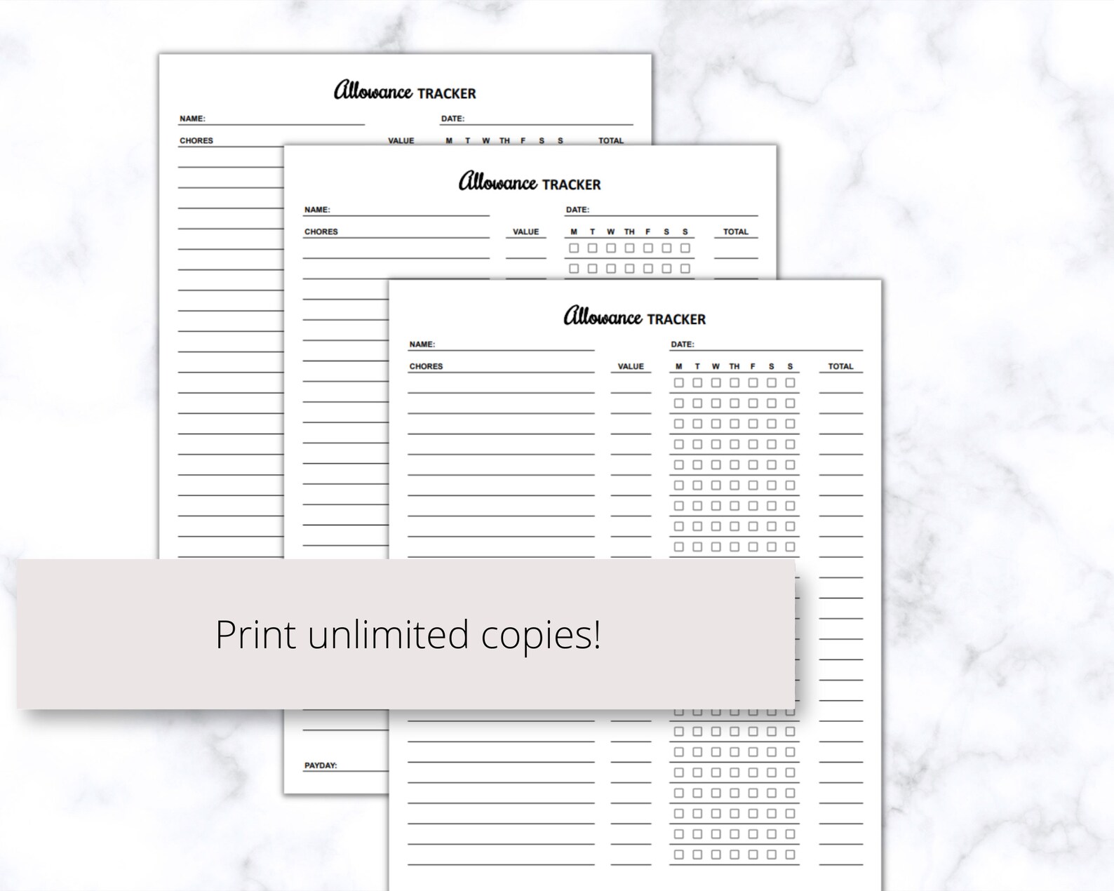 Daily Allowance Tracker Printable PDF, Allowance Tracker for Kids ...