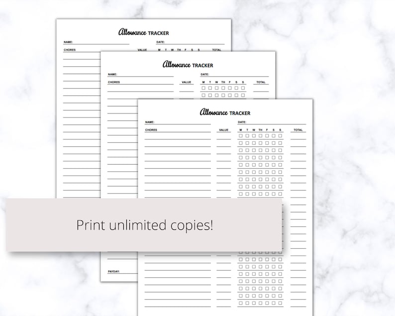 Daily Allowance Tracker Printable PDF, Allowance Tracker for Kids ...