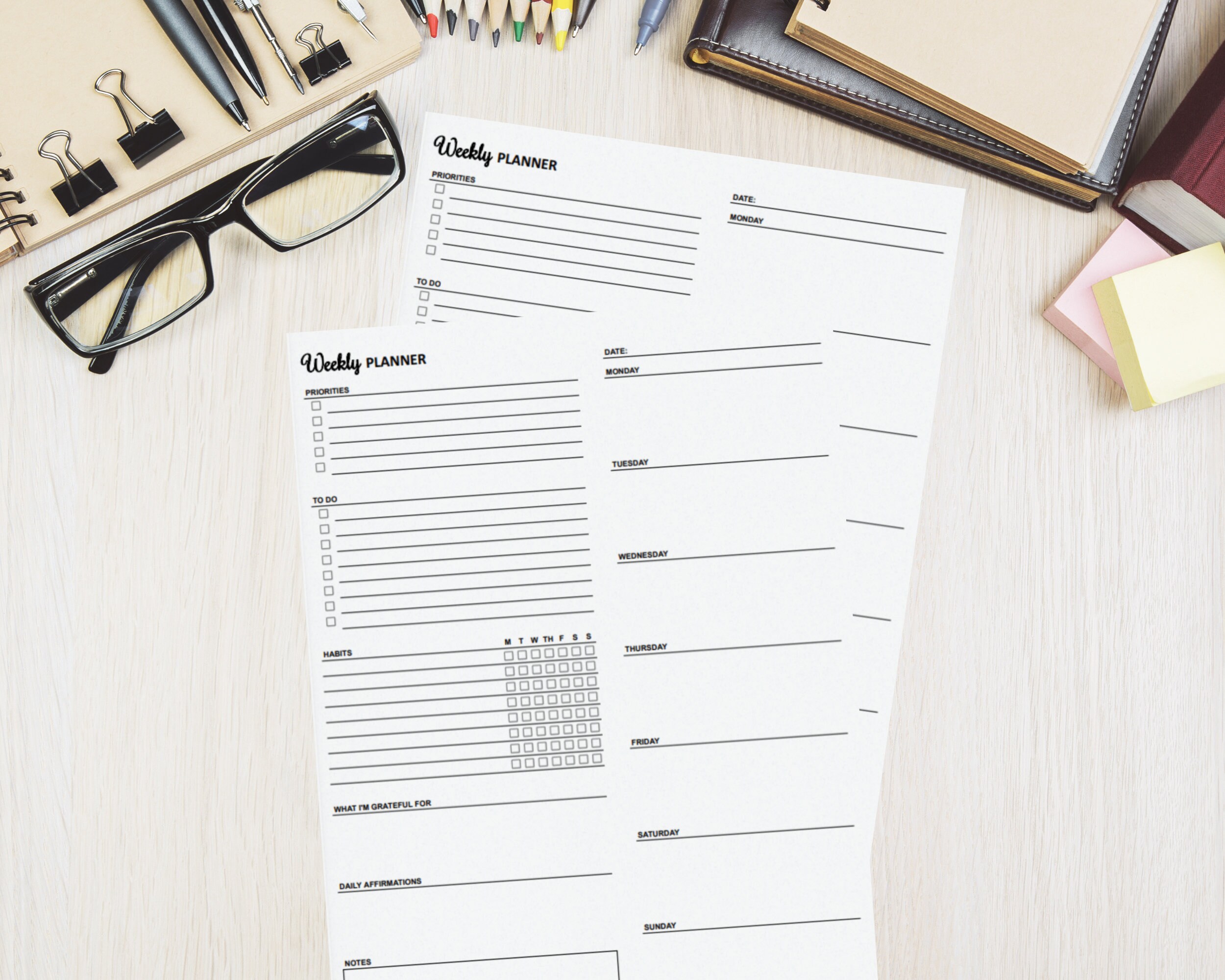 Editable Weekly Planner Printable PDF, Week Organizer, Productivity ...