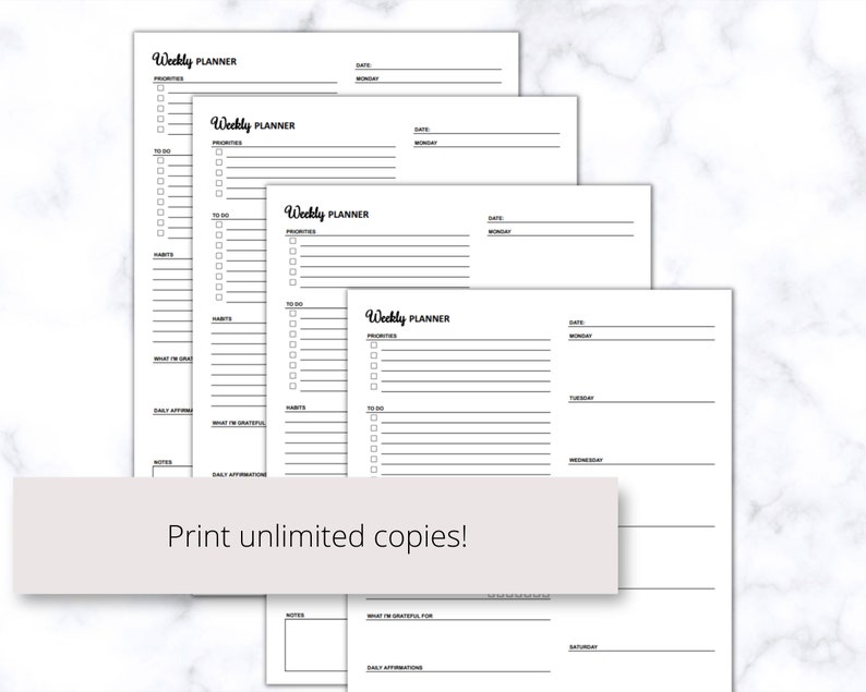 Editable Weekly Planner Printable PDF, Week Organizer, Productivity ...