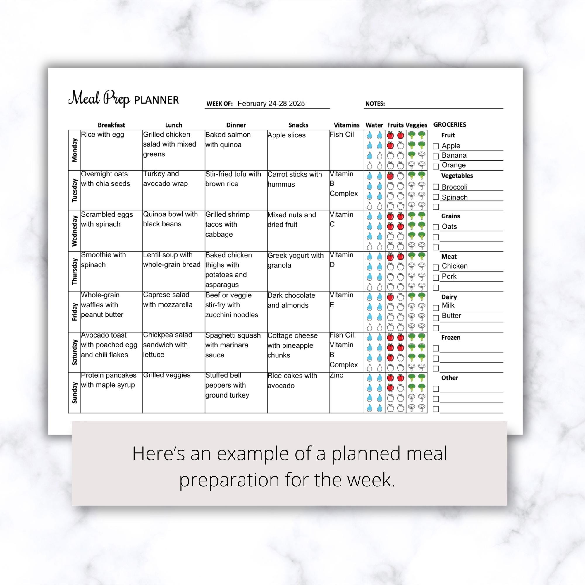 Meal Prep Planner Printable PDF, Weekly Meal Planner, Menu Planner ...
