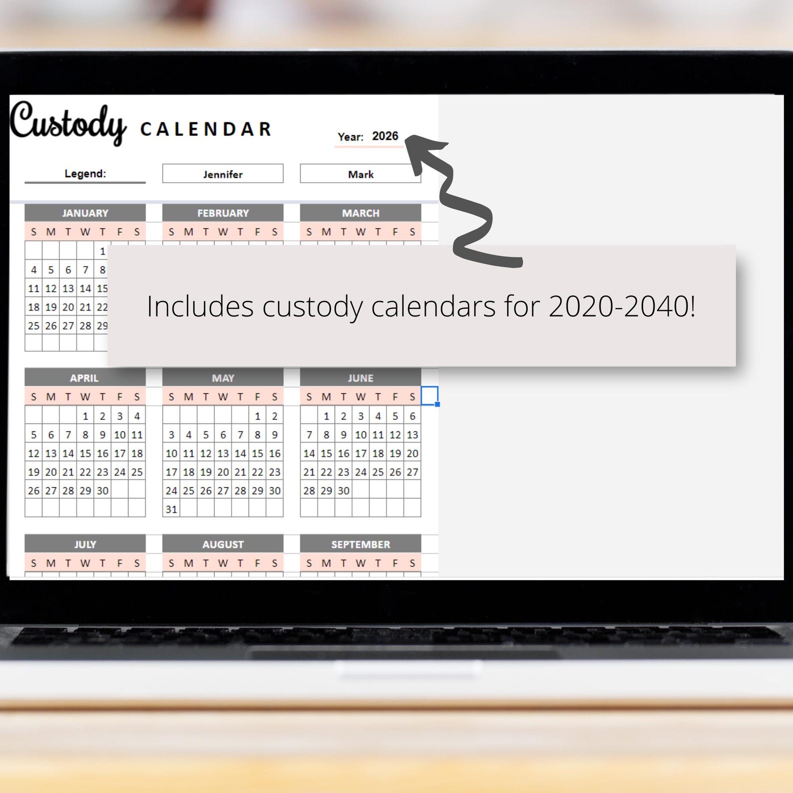 Co-parenting Planner Excel Spreadsheet, Child Custody Planner, Co ...