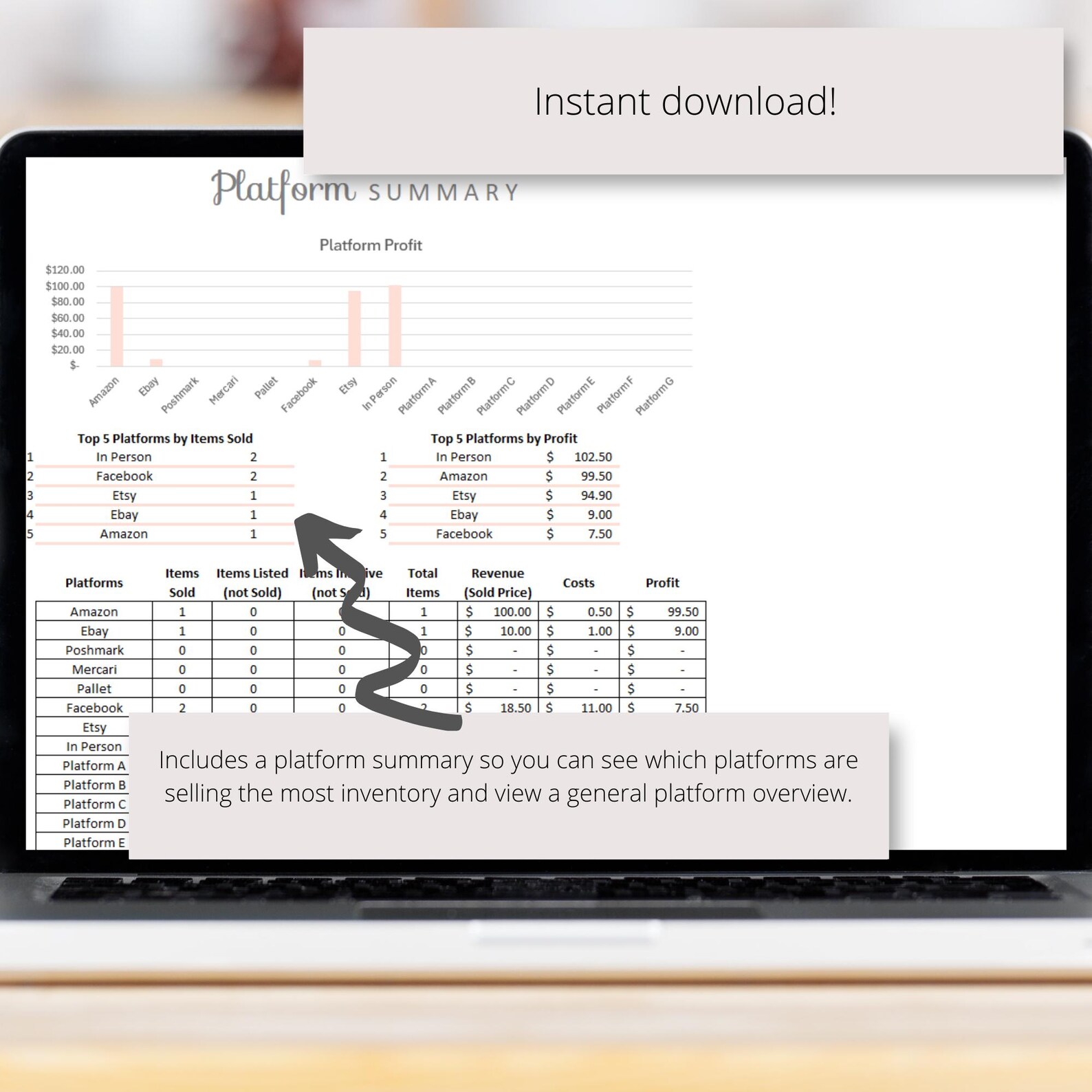 Inventory Reselling Tracker Excel Spreadsheet, Stock in and Out Tracker ...