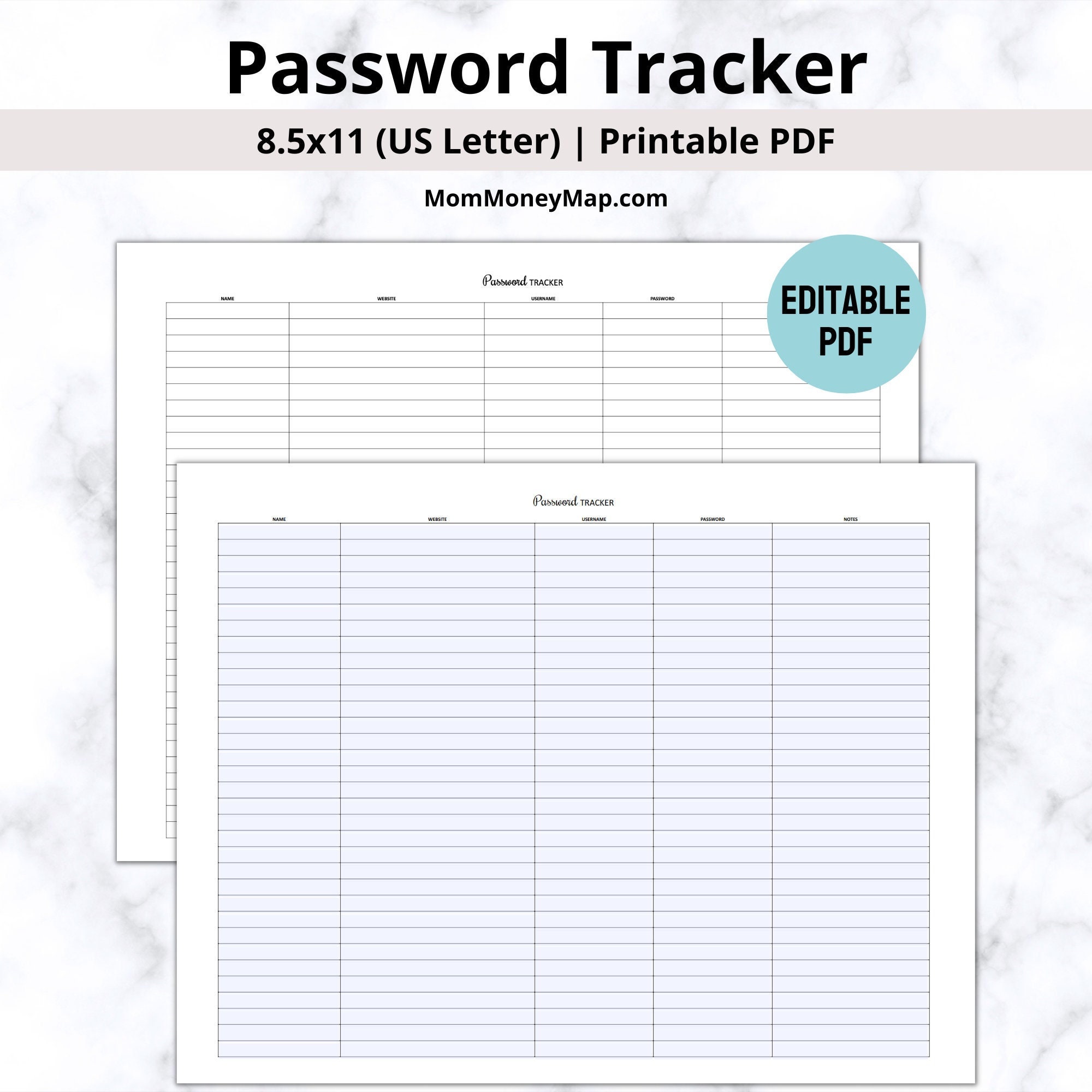 Password Tracker Printable PDF, Account Tracker, Login Tracker, Cheat ...