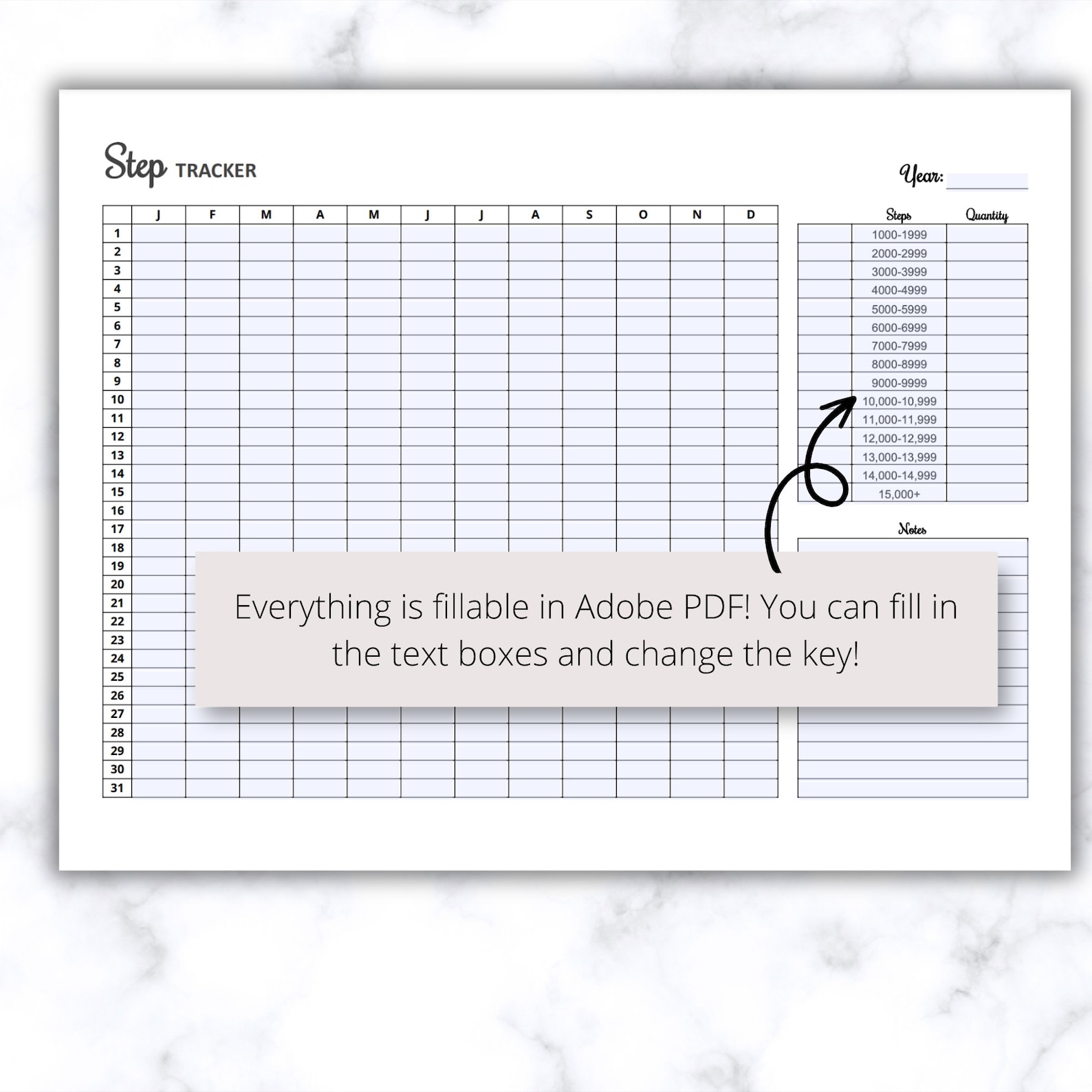 Step Tracker Printable PDF, Steps Counter Printable PDF, Count My Steps ...