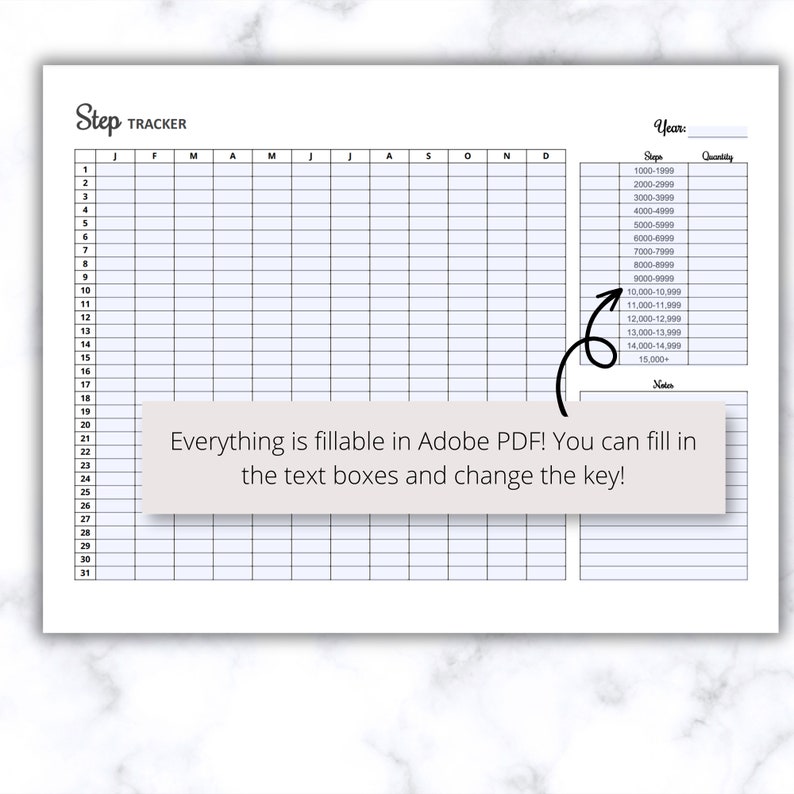 Step Tracker Printable PDF, Steps Counter Printable PDF, Count My Steps ...