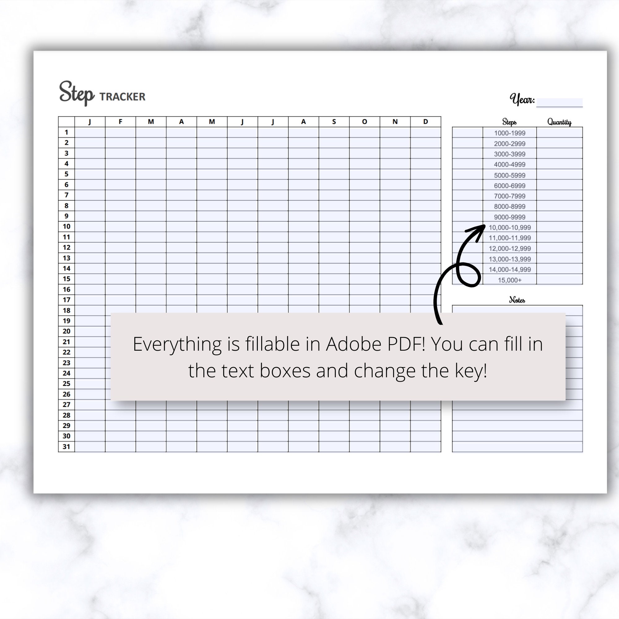 Step Tracker Printable PDF, Steps Counter Printable PDF, Count My Steps ...
