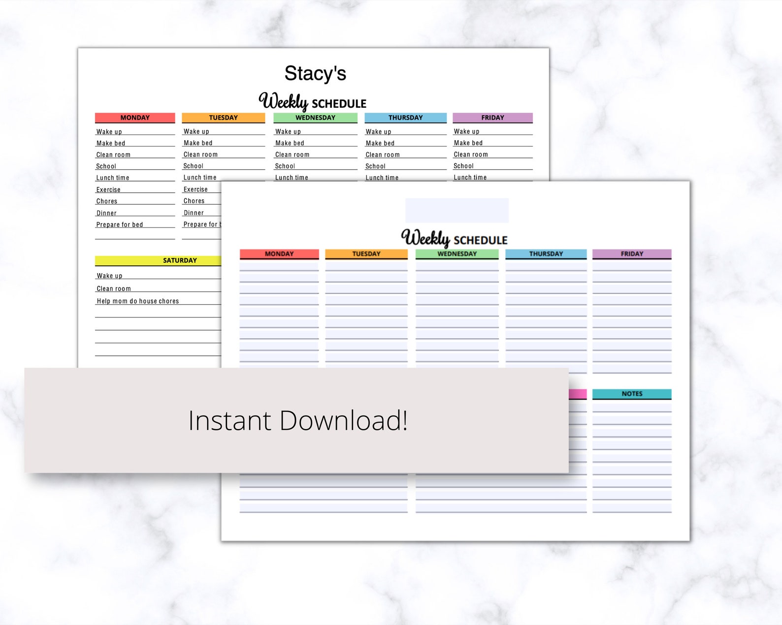 Kids Weekly Schedule Printable PDF, Kids Weekly Planner, Editable Kids ...