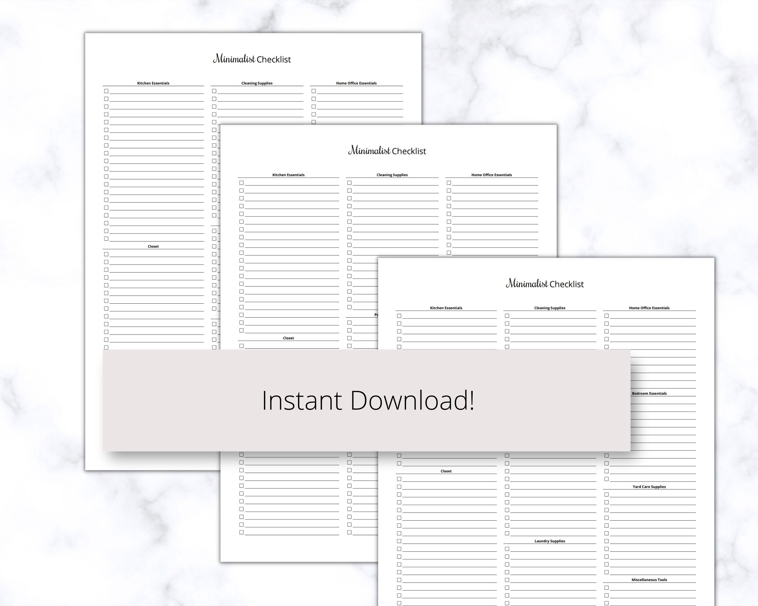 Minimalist Checklist Printable PDF, Minimalist Decluttering Checklist PDF, Minimalist Purge ...