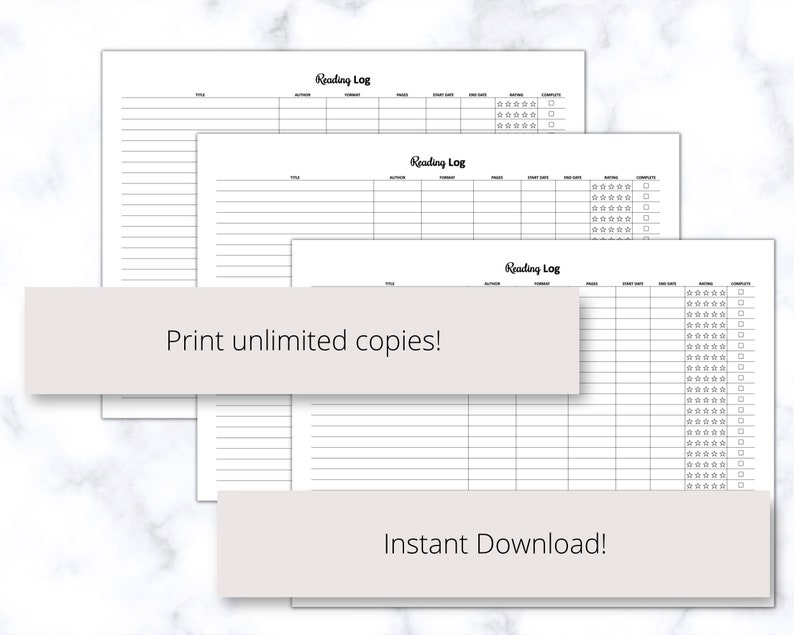 Reading Log Printable PDF, Book Tracker, Book Progress Tracker ...