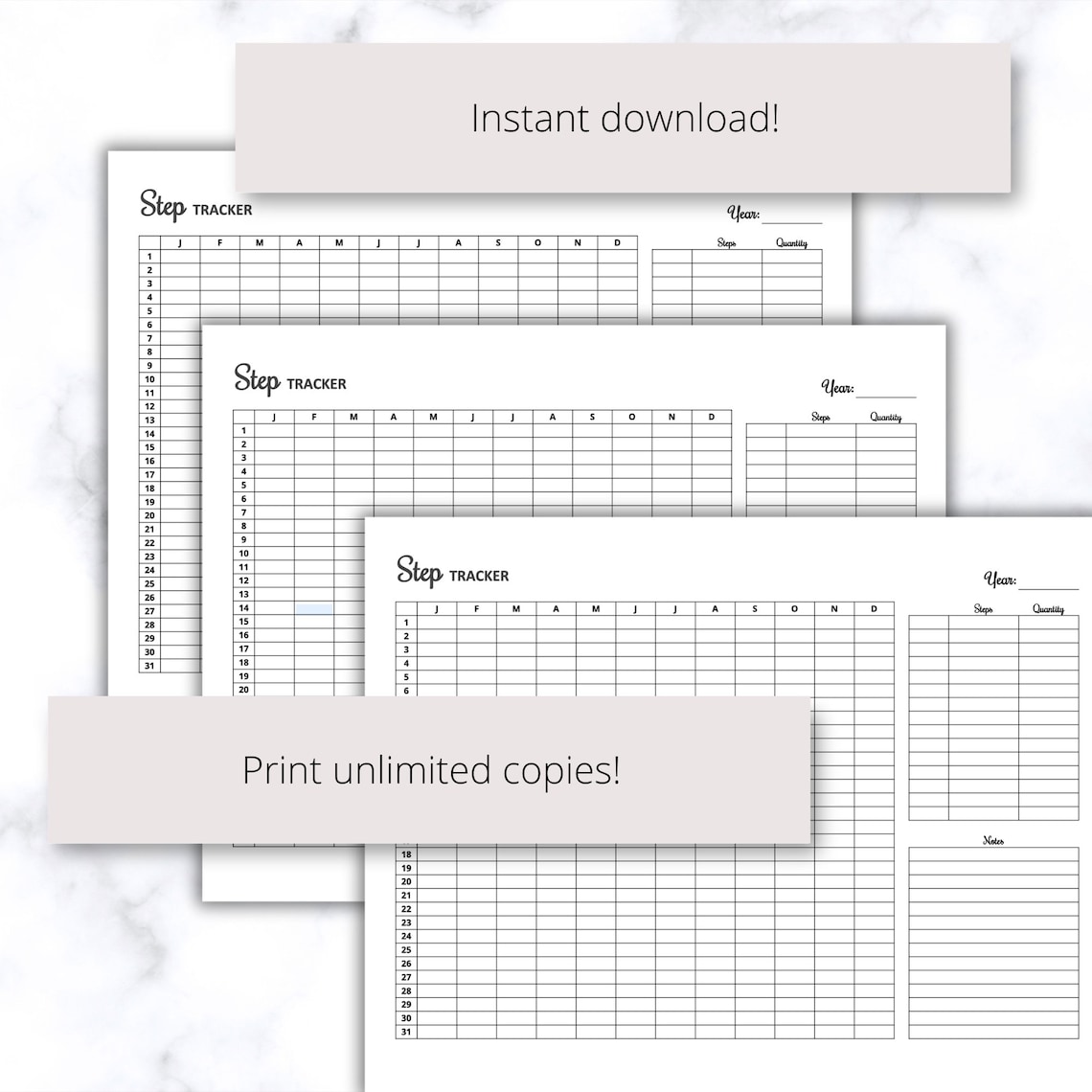 Step Tracker Printable PDF, Steps Counter Printable PDF, Count My Steps ...