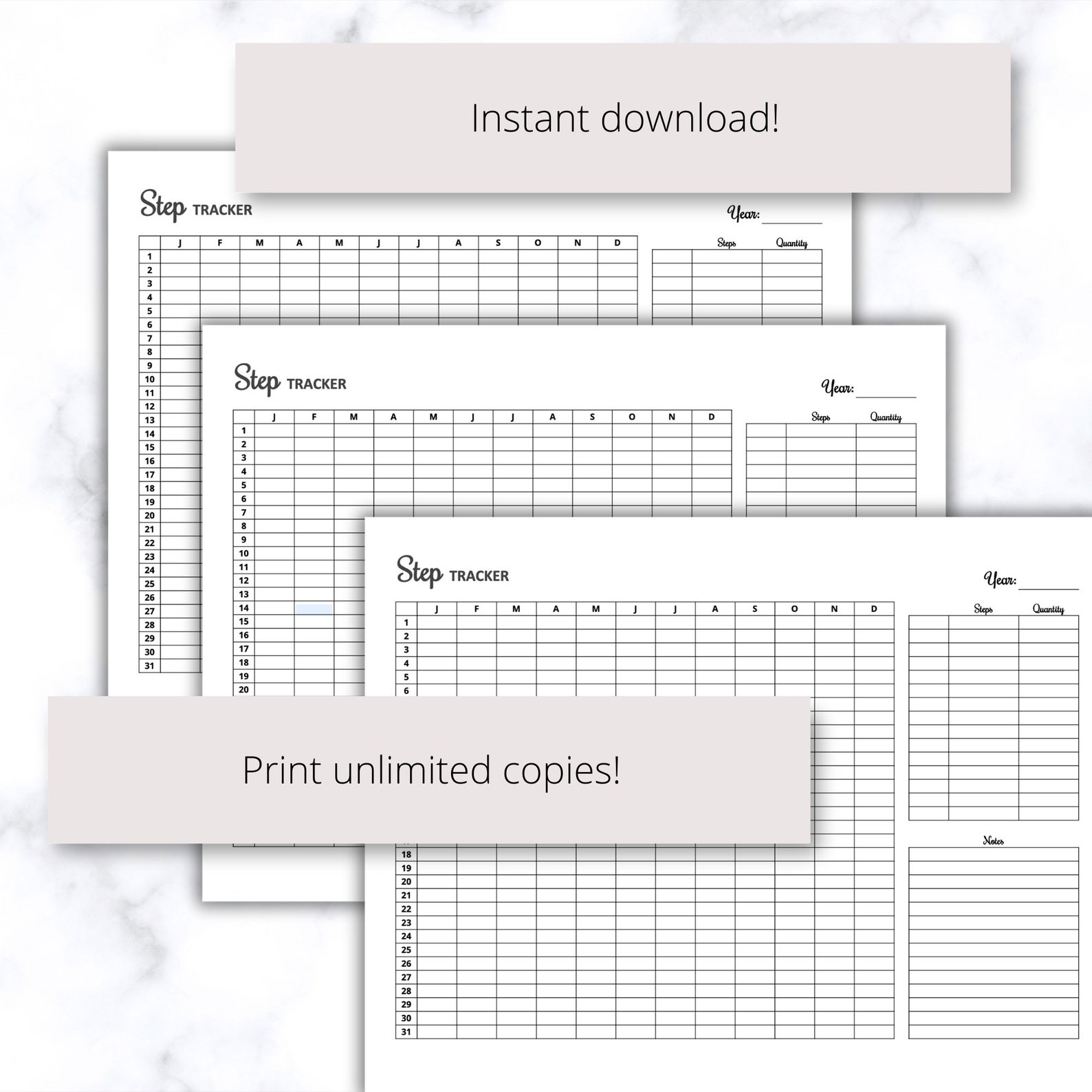 Step Tracker Printable PDF, Steps Counter Printable PDF, Count My Steps ...