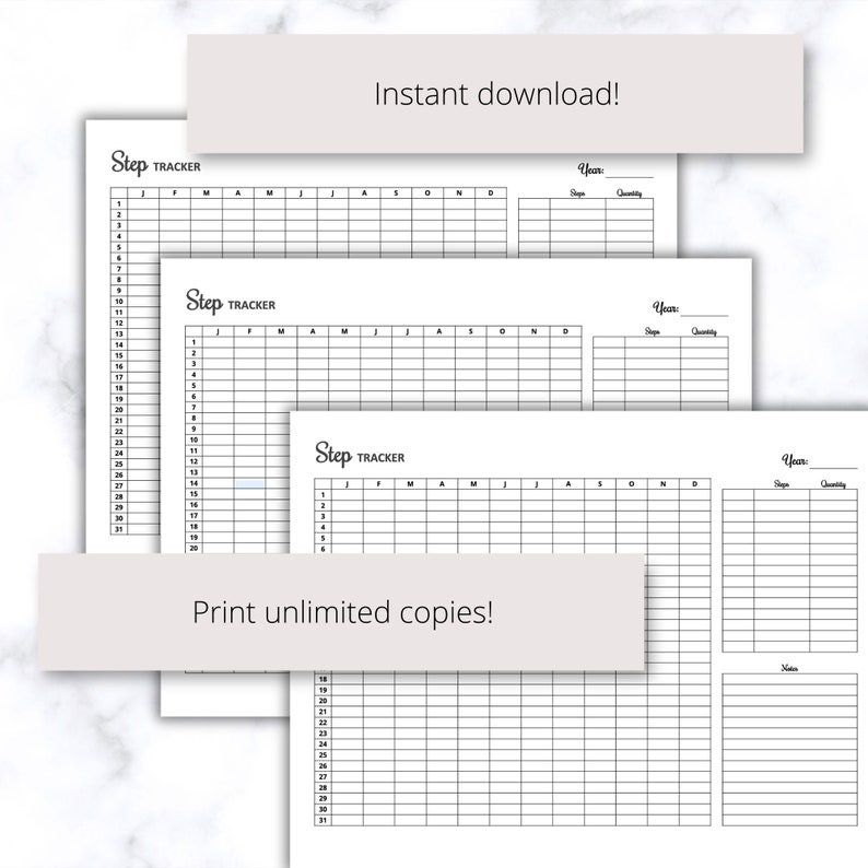 Step Tracker Printable PDF, Steps Counter Printable PDF, Count My Steps ...