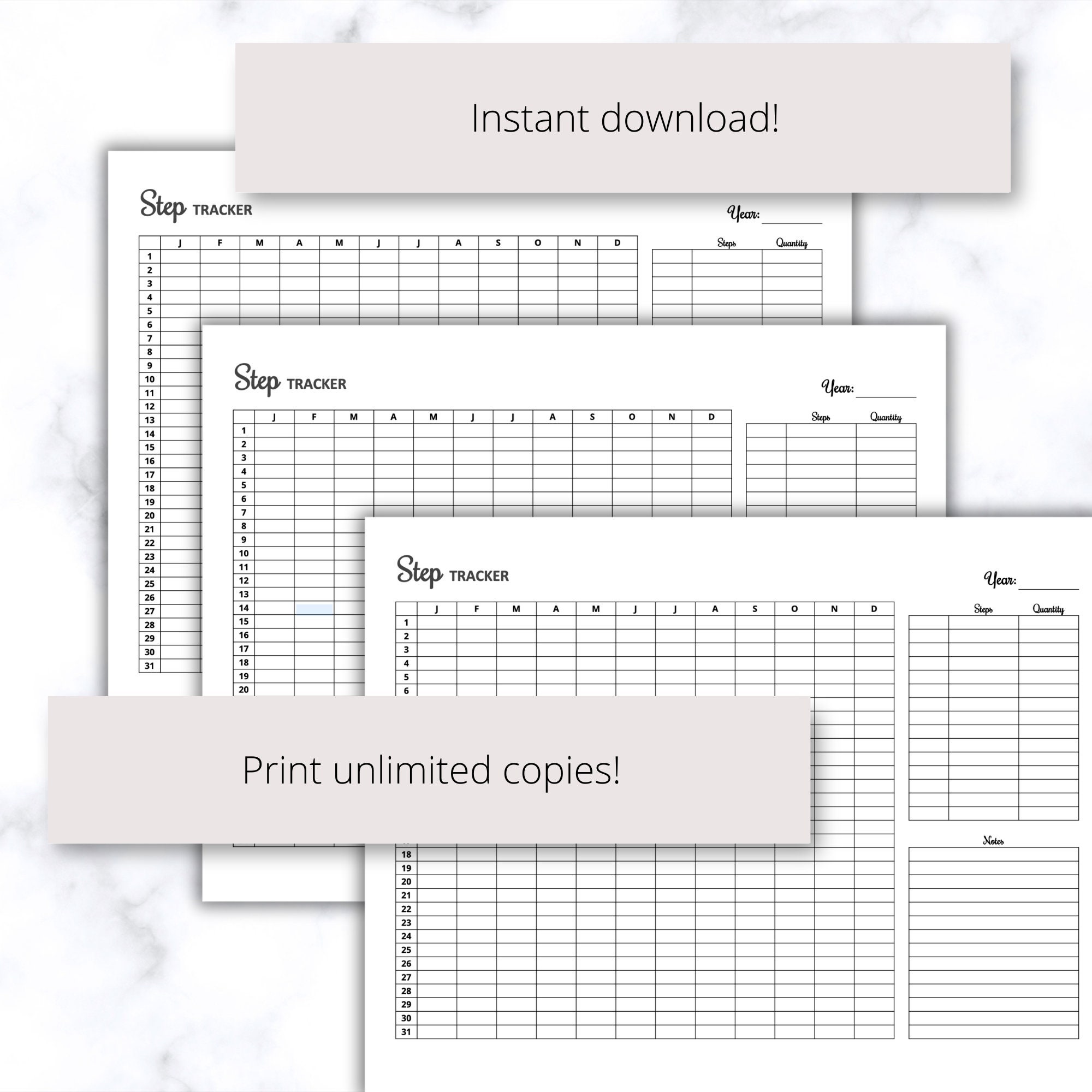 Step Tracker Printable PDF, Steps Counter Printable PDF, Count My Steps ...
