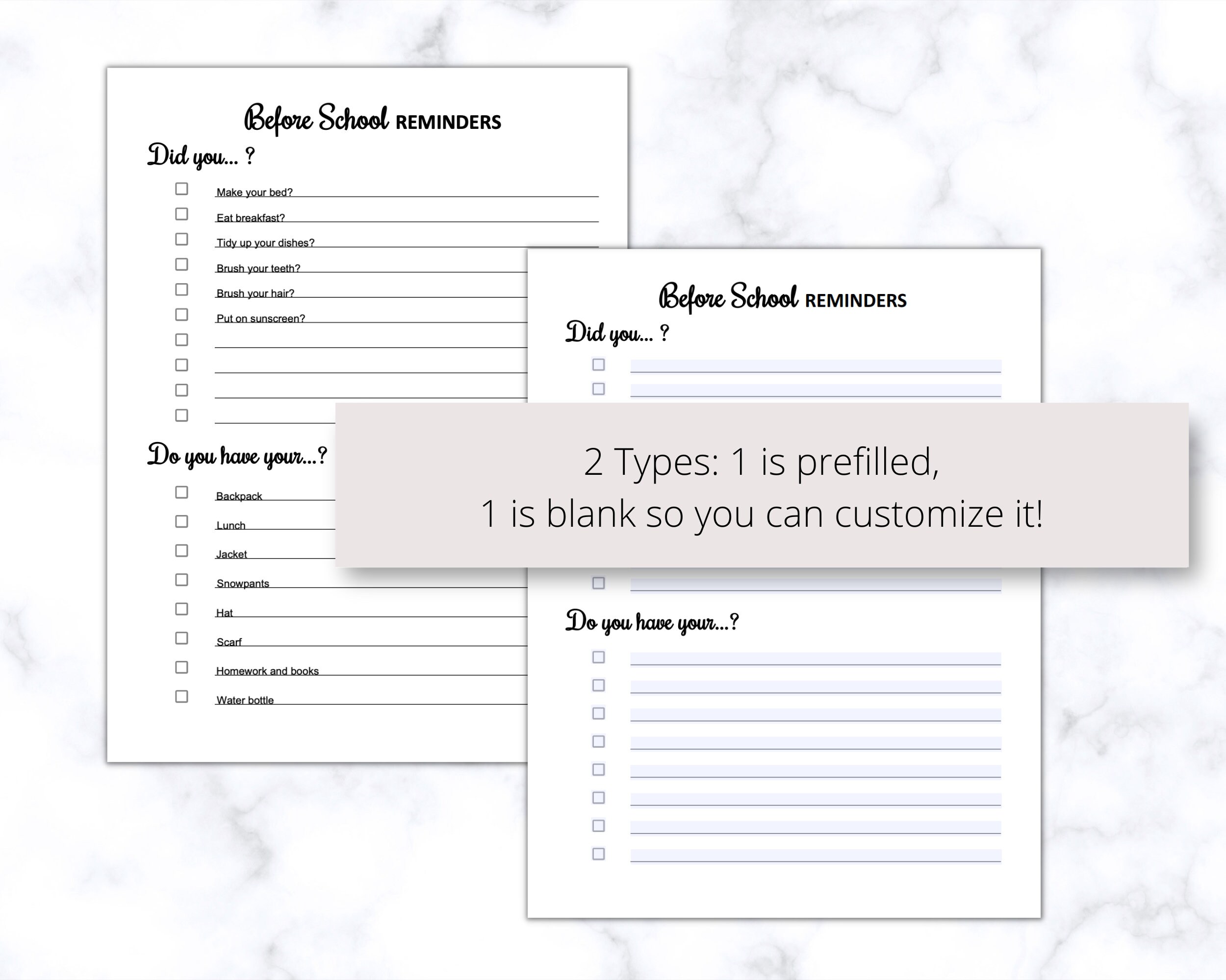 Before School Reminders Checklist PDF, Getting Ready for School ...