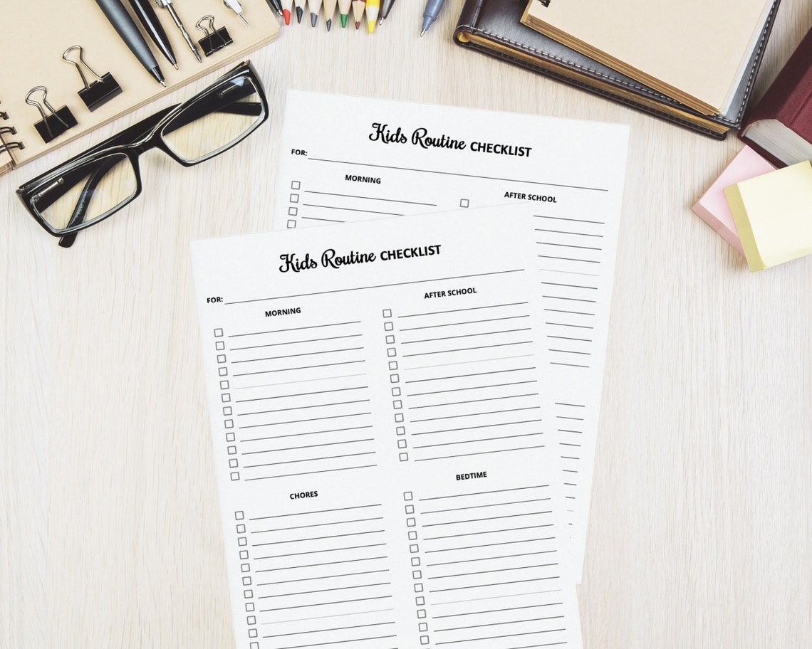 Kids Routine Checklist Printable PDF, Daily Routine Chart for Kids ...