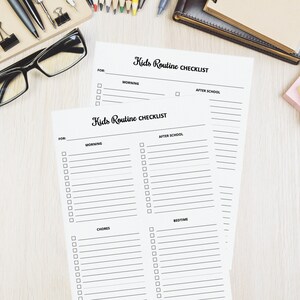 Kids Routine Checklist Printable PDF, Daily Routine Chart for Kids ...