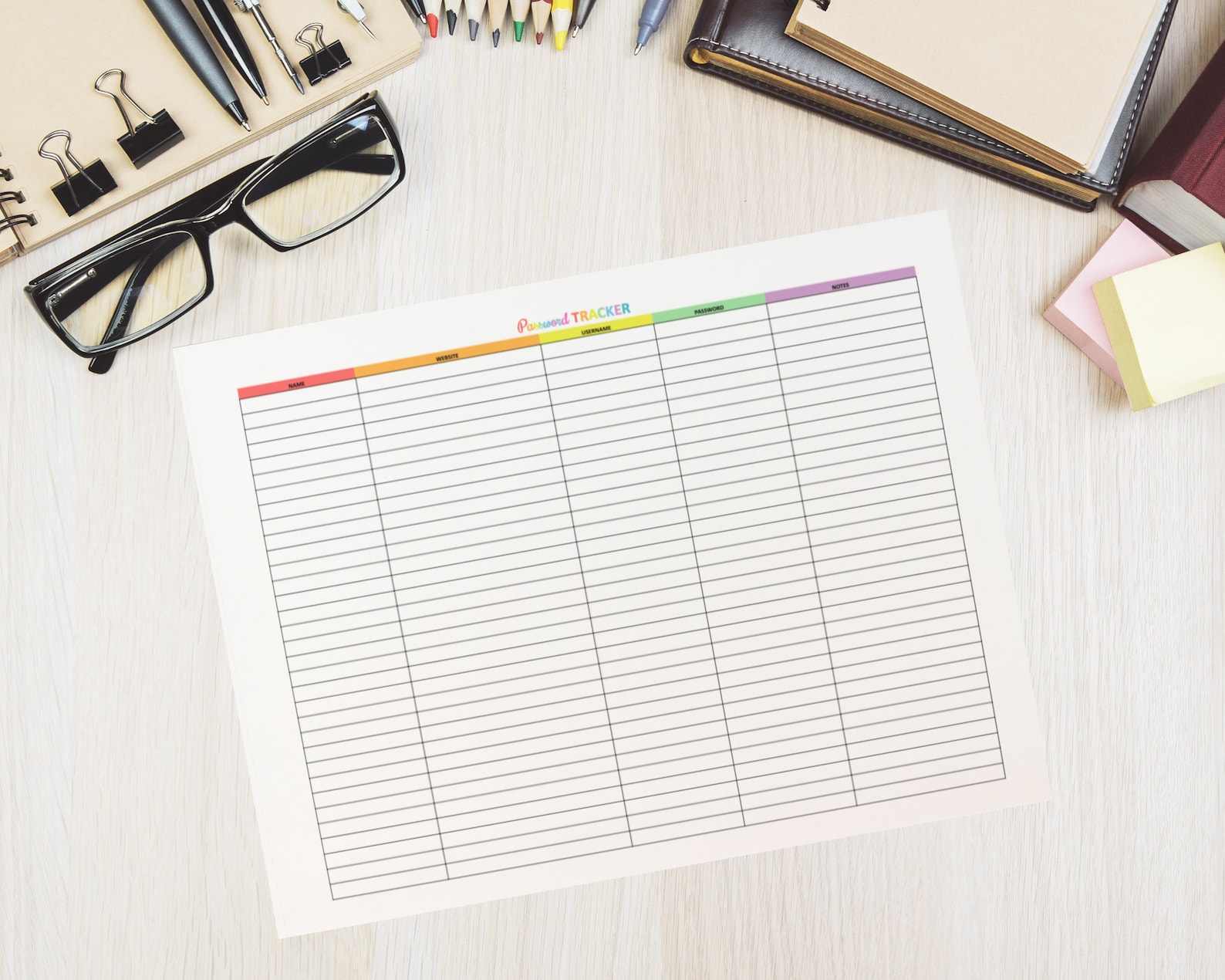 Multi-color Password Tracker Printable PDF, Account Tracker, Login ...