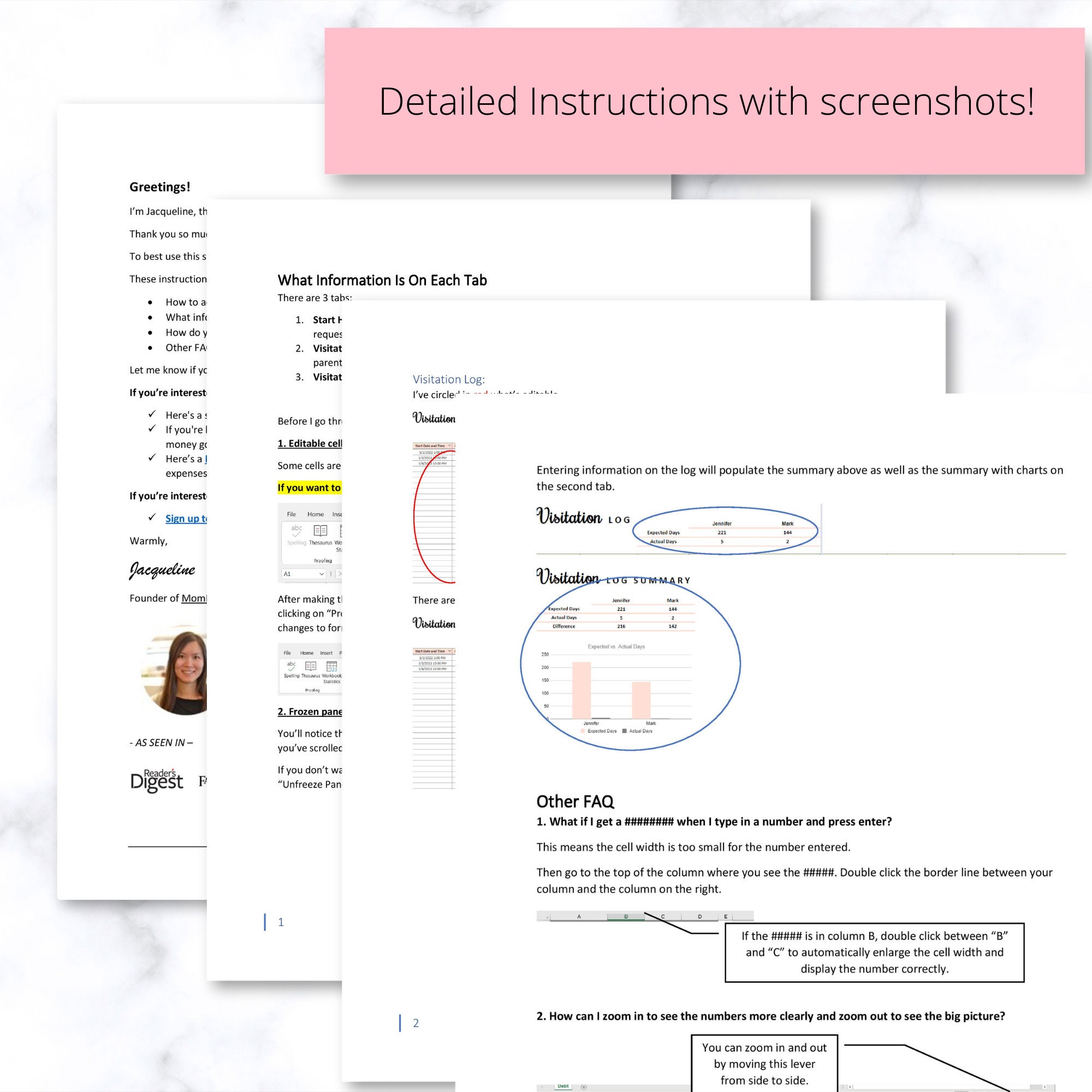 Child Custody Visitation Days Tracker Excel Spreadsheet, Child Custody ...