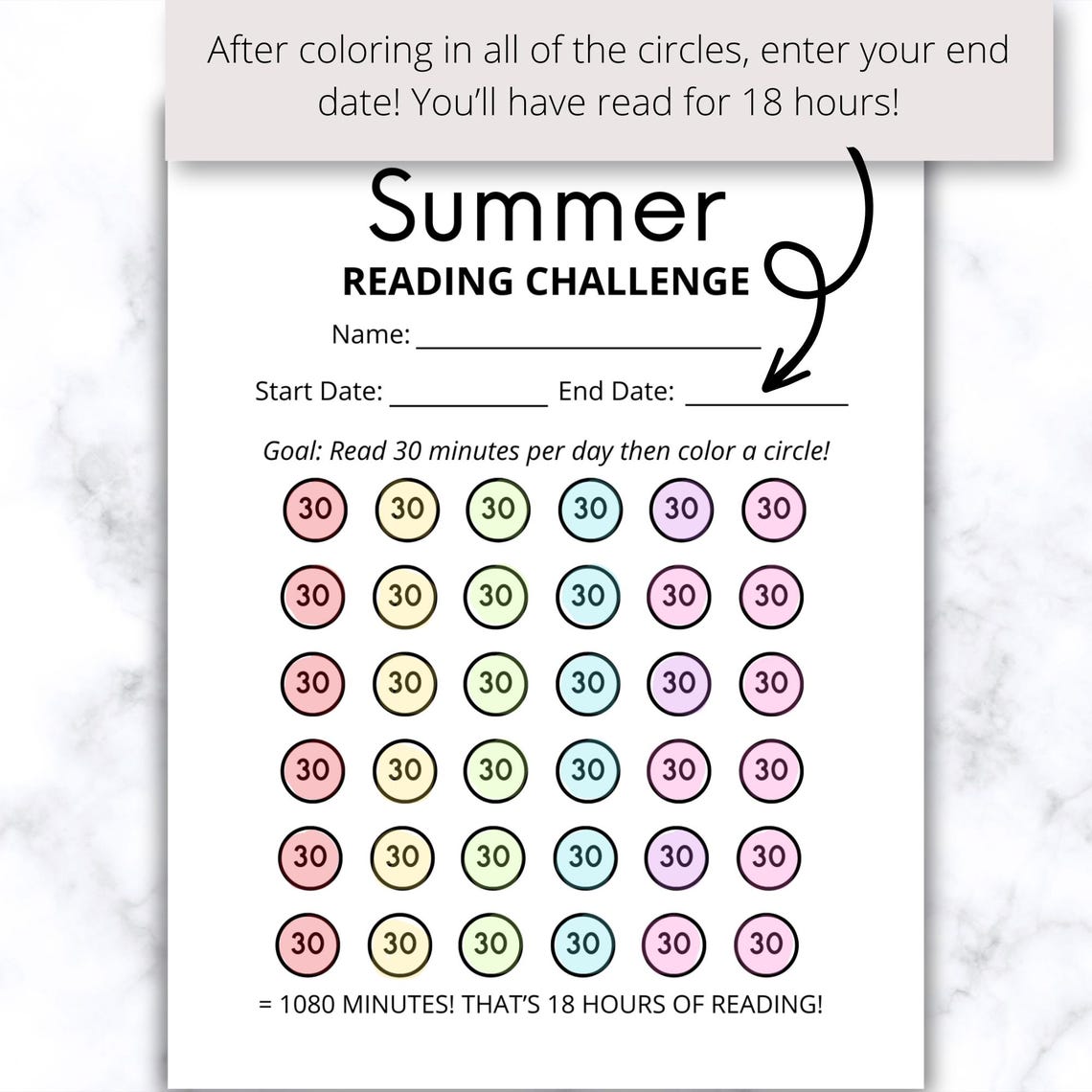 Summer Reading Challenge Printable PDF, Reading Daily Goals Printable ...
